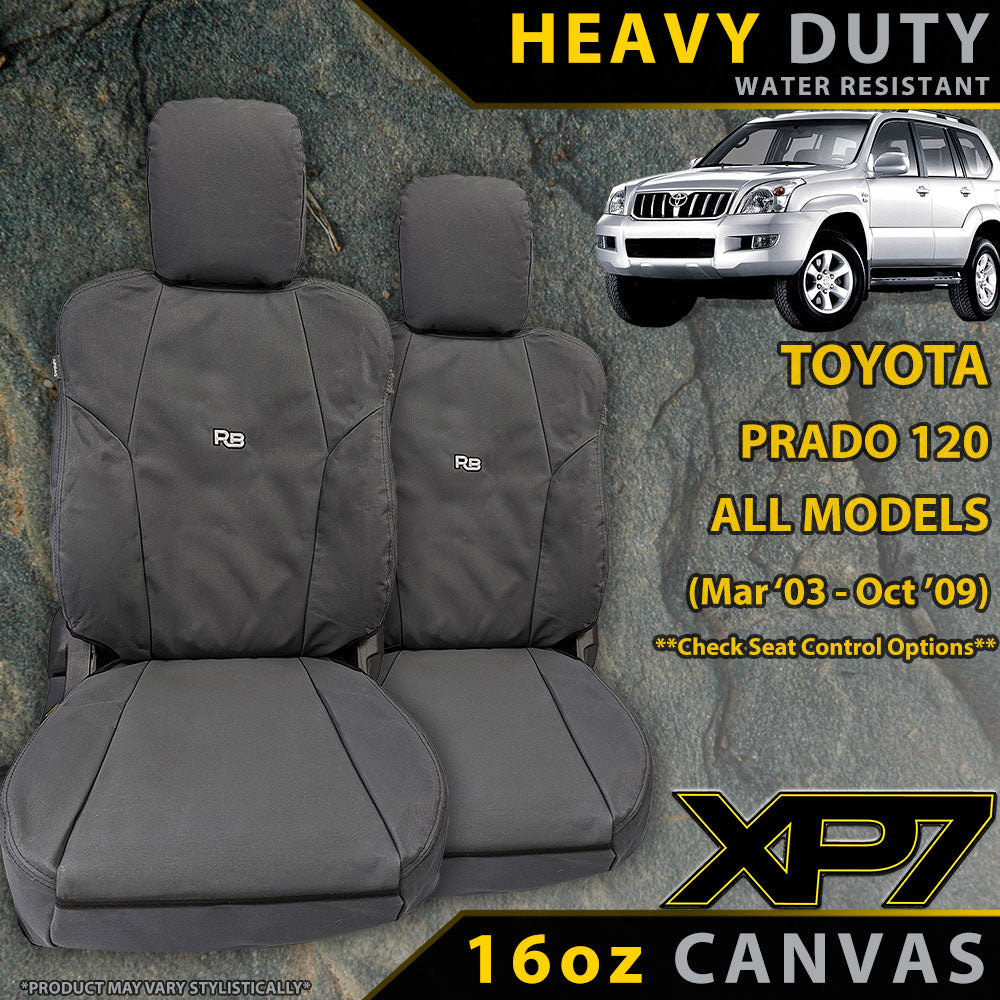 Toyota Prado 120 XP7 Heavy Duty Canvas 2x Front Row Seat Covers (Avail ...