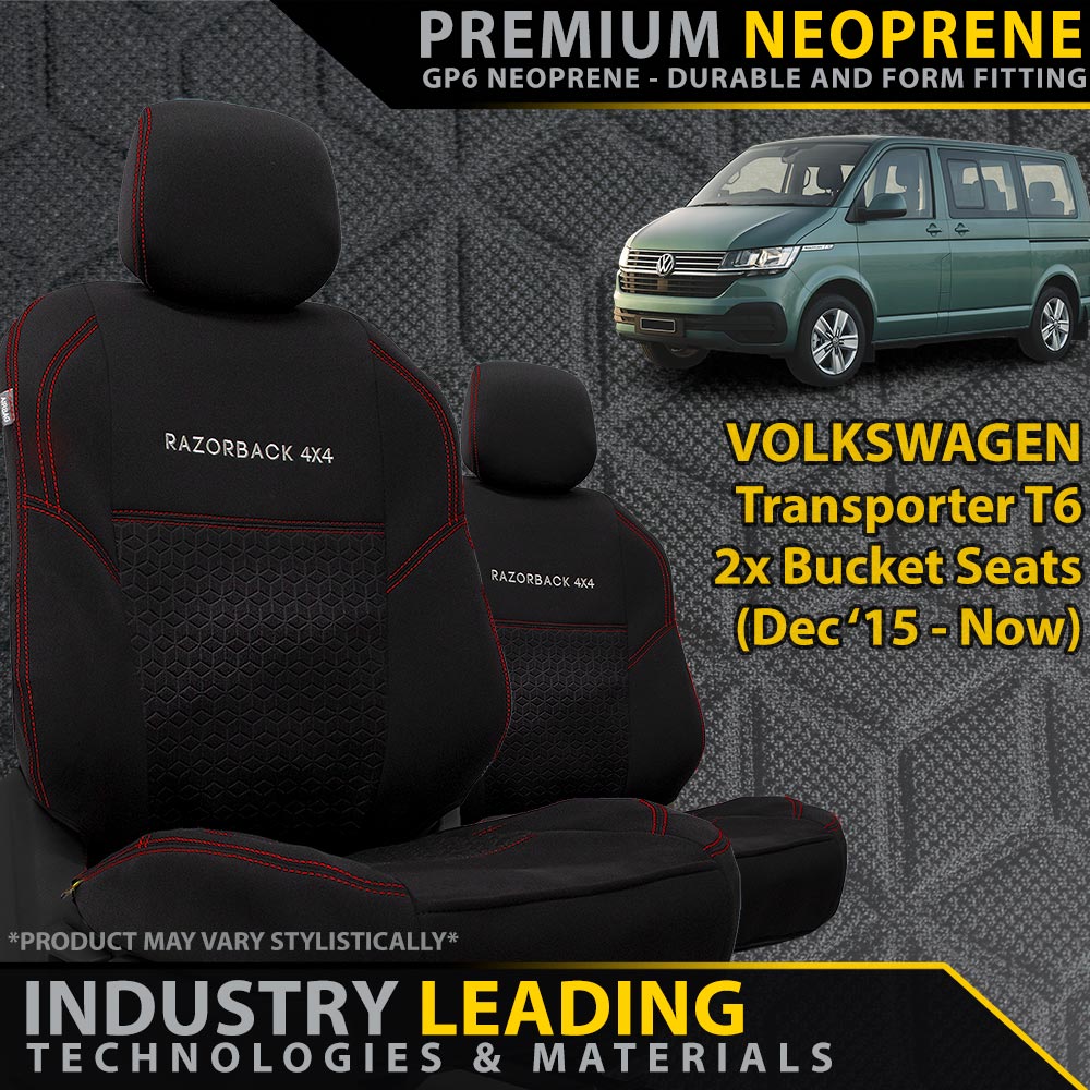 Volkswagen Transporter T6 - GP6 Premium Neoprene 2x Front Bucket Seat ...